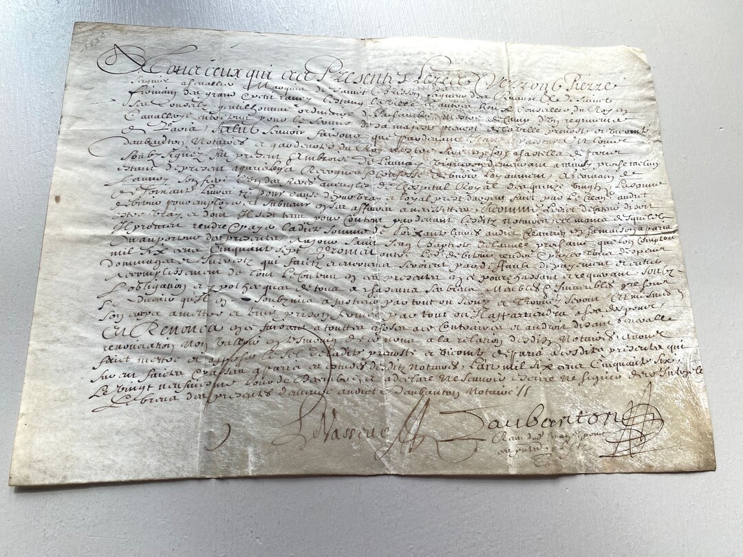 NEW STOCK Antique 1656 French Handwritten Vellum Parchment Papers ...