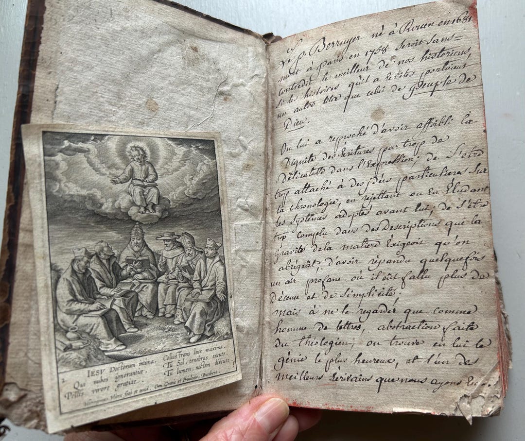 NEW STOCK Wonderful 1738 Antique French Religious Leather Typed Book ...