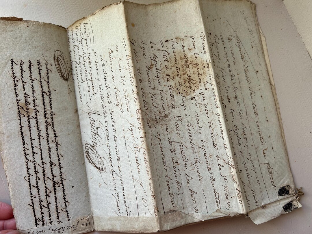 NEW STOCK Stunning Collection of 2 French Tied Antique Documents ...