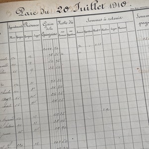 Large Antique Vintage French Handwritten Calligraphy Ledger Accounts ...