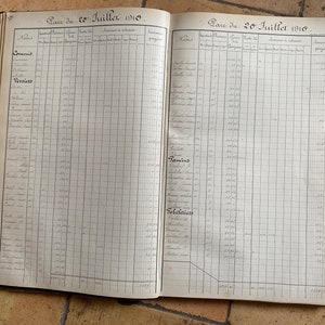 Large Antique Vintage French Handwritten Calligraphy Ledger Accounts ...