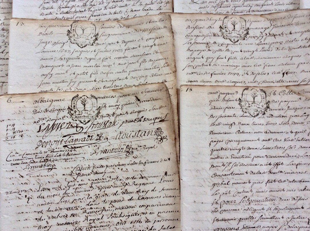 Stunning Antique 1746 French Handwritten Pages Old Paper Craft - Etsy