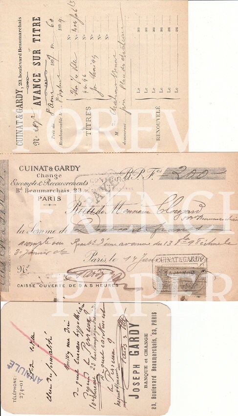 DIGITAL Download Bank Documents Collection French of 1904 - Etsy Canada