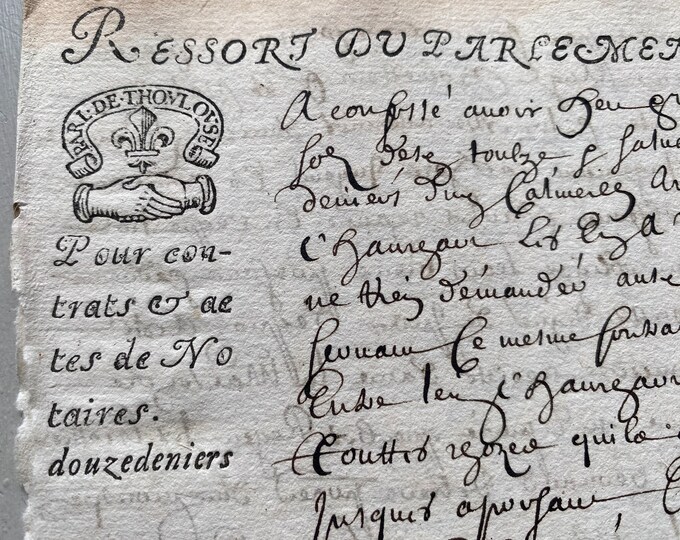 Wow C.1637 Antique French Large Handwritten Page Beautiful Hand Made ...