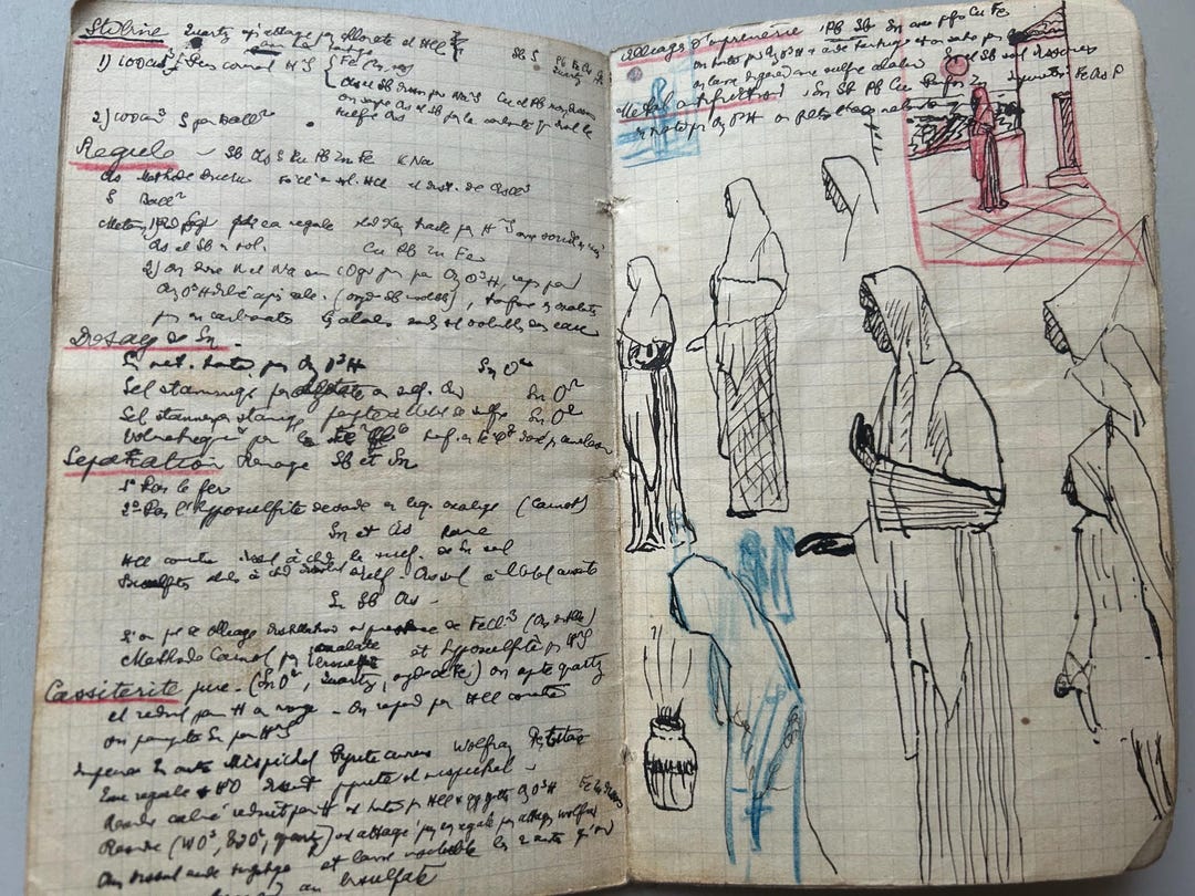 NEW STOCK Amazing Small Used 1940s Scruffy French Pocket School Diary ...
