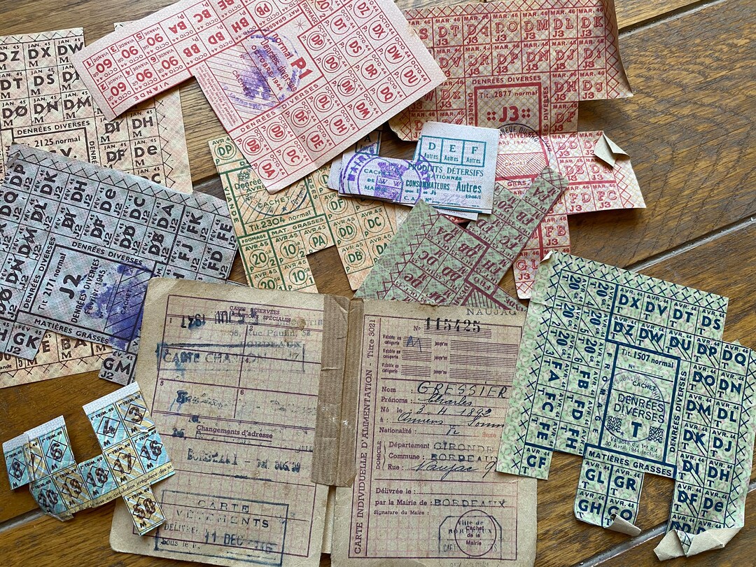 NEW STOCK Original Collection of 1940s French Food Rationing Card ...