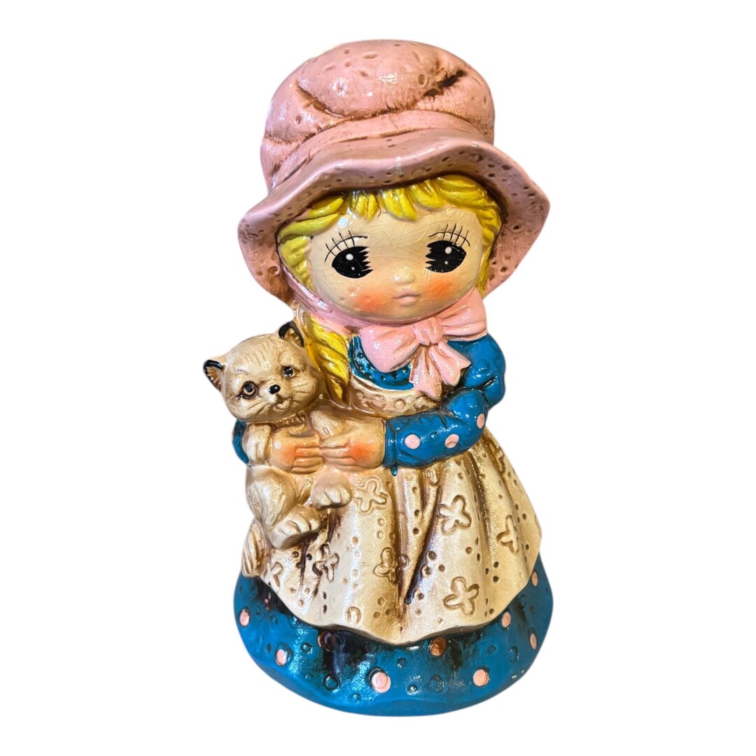 Vintage Norleans 1970s Music Box Figurine – Girl With Kitten - Etsy