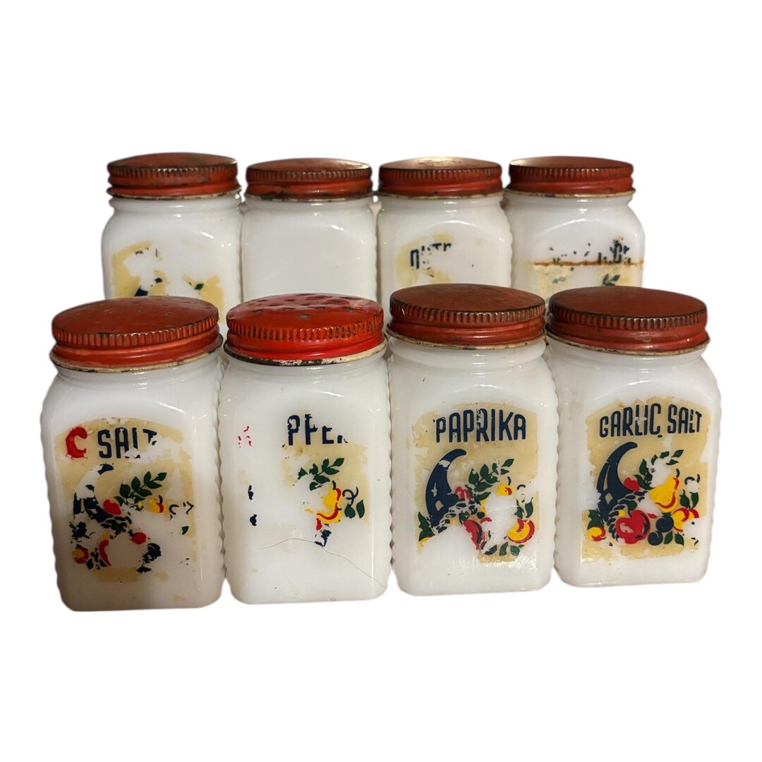 Milk Glass Spice Jars