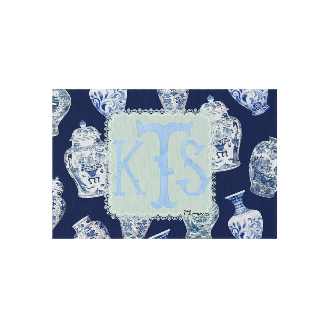 Blue Chinoiserie Ginger Jars Outdoor Rug - Etsy
