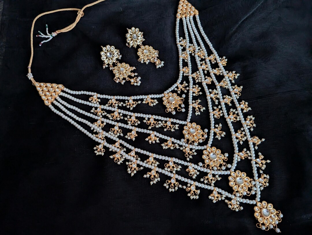Pearl & Kundan Rani Haar| Panchlada Haar| Long Polki Mala| Indian ...