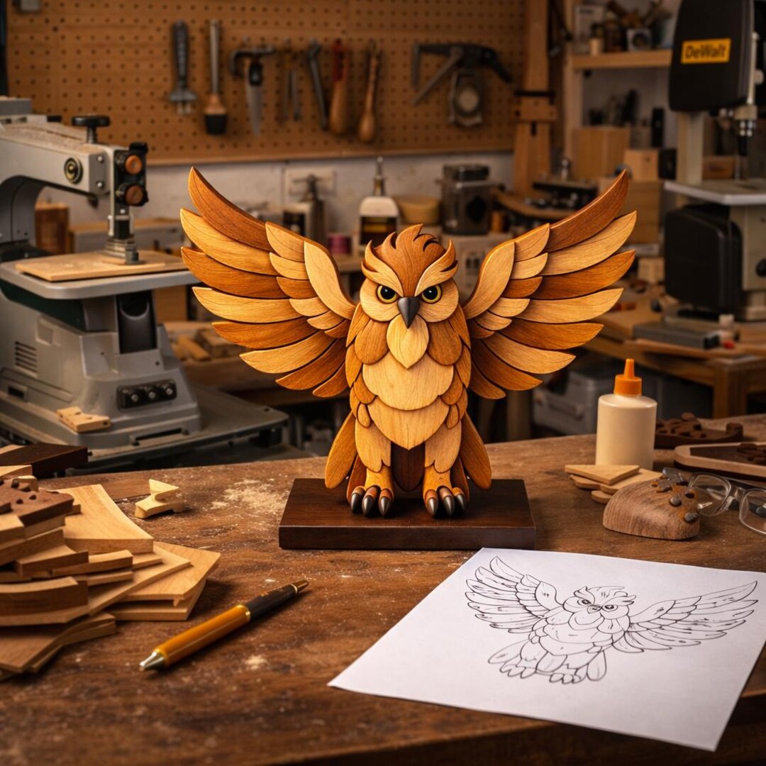 Owl Intarsia Pattern PDF – Detailed Scroll Saw Woodworking Plan for ...