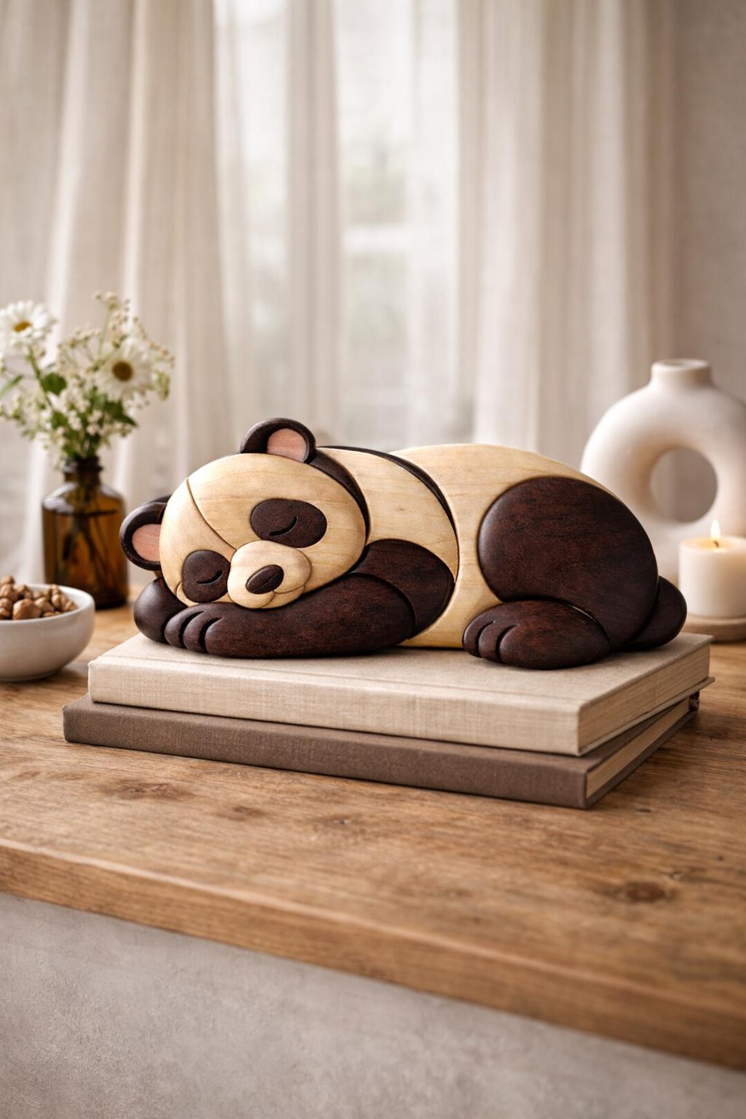 Sleeping Panda Intarsia Pattern | Scroll Saw Woodworking Template | DIY ...