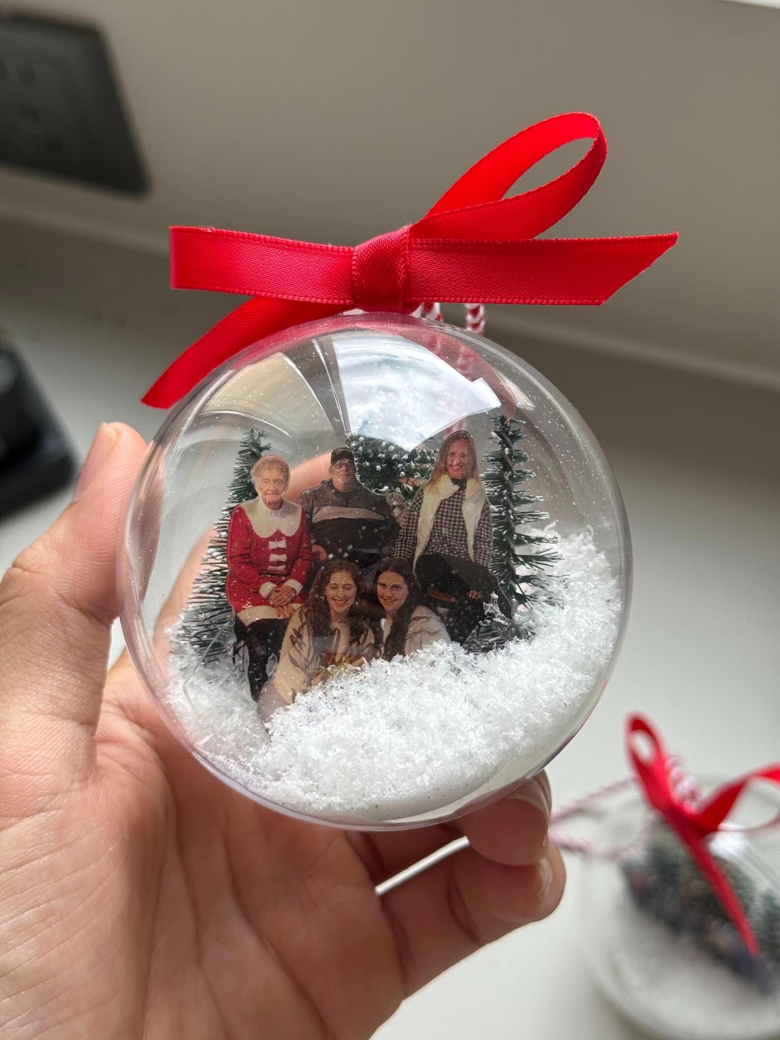 Personalized Family Photo Christmas Ball Ornament, 3D Acrylic Keepsake ...