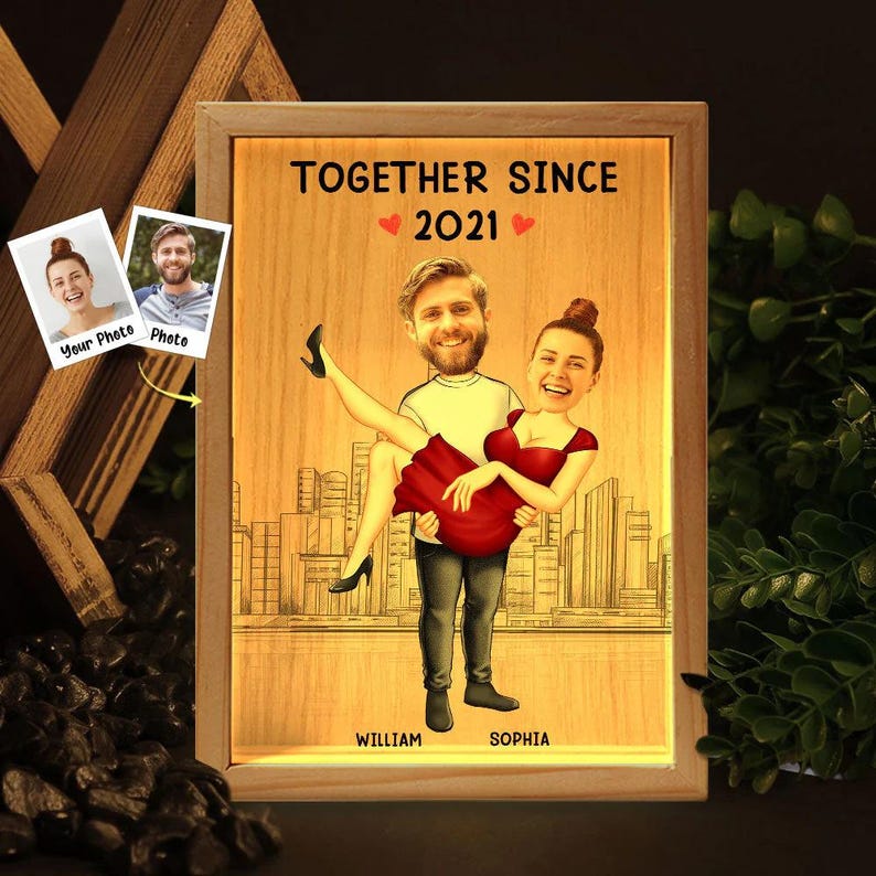 Together Since Couple Love Light Box, Personalized Photo Frame Lamp ...