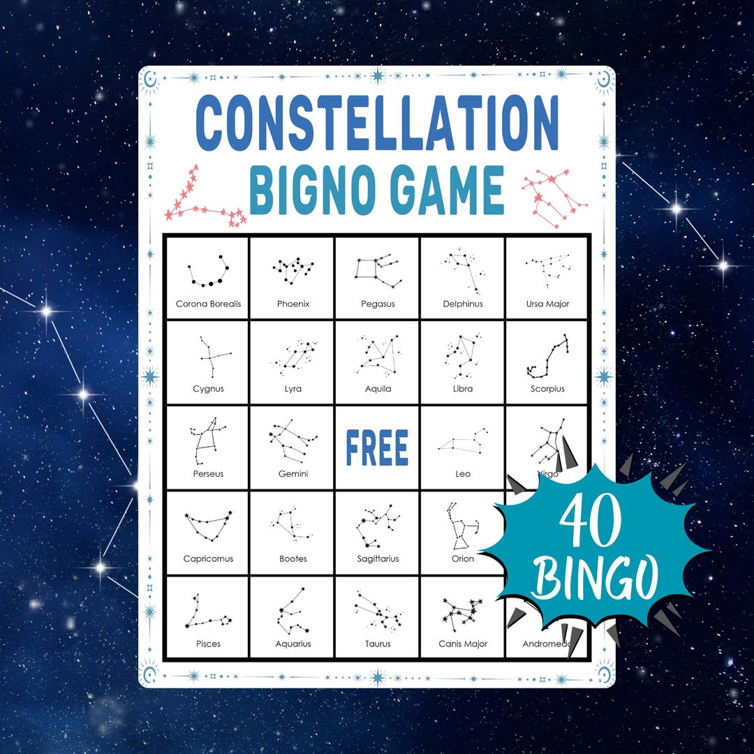 Constellation Bingo Game Printable Space Activity for Kids Classroom ...