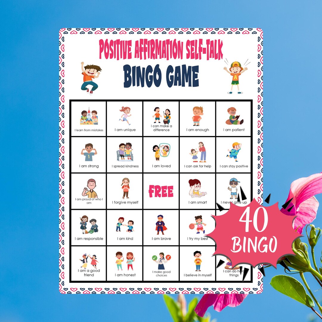 Positive Affirmation Self-talk Bingo Game | Confidence & Mindfulness ...