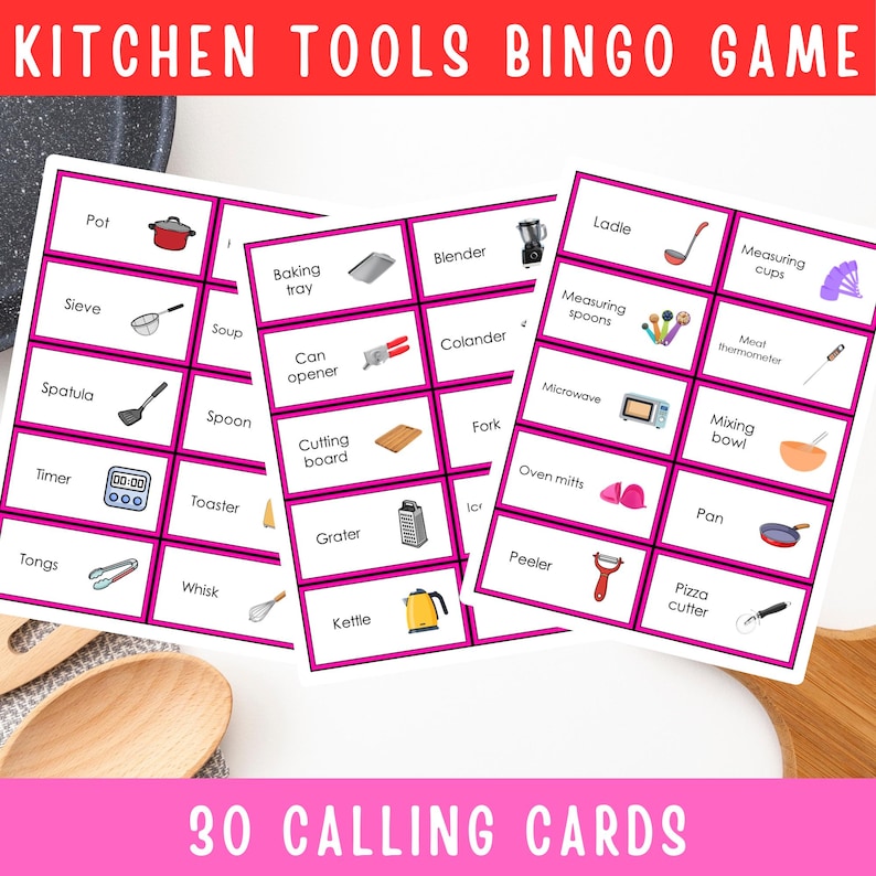 Kitchen Tools Bingo Game for Kids – Fun Cooking-themed Printable ...