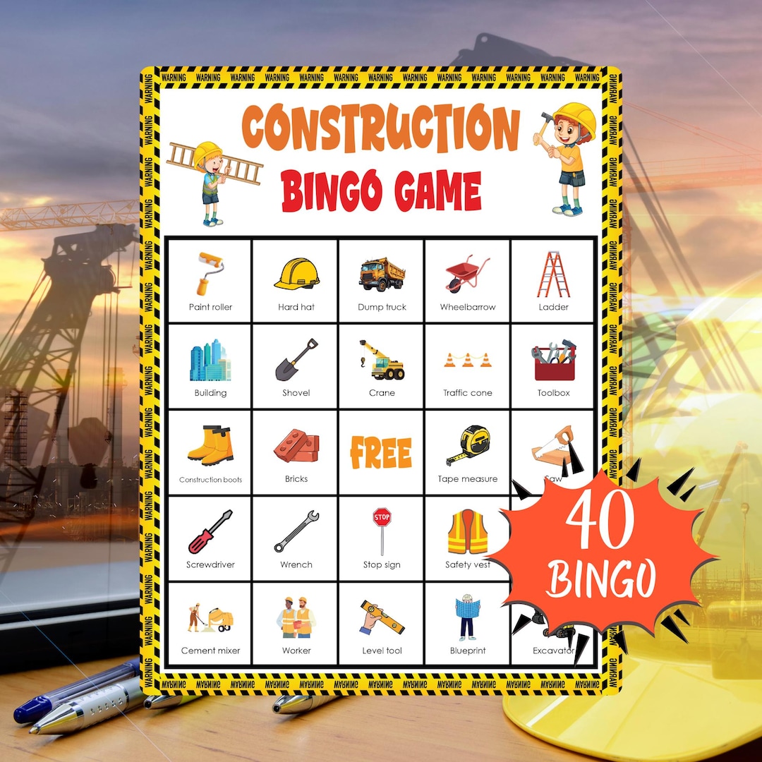 Construction Bingo Game | Building & Construction Theme Activity for ...
