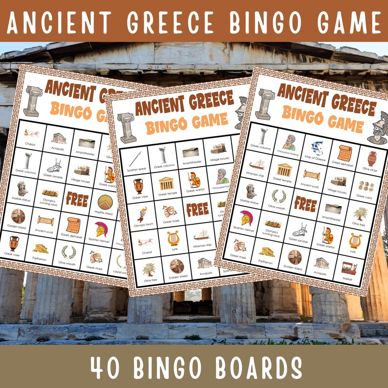 Ancient Greece Bingo Game | Greek History Printable Activity for Kids ...