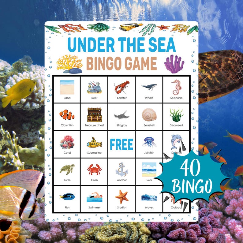 Under the Sea Bingo Game Printable Ocean Activity for Kids Classroom ...