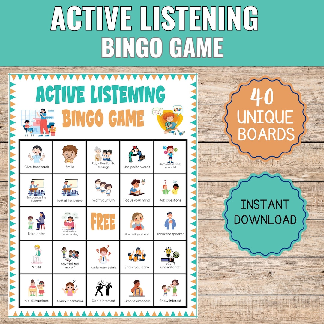 Active Listening Bingo Game: Social Skills Activity (printable PDF) - Etsy