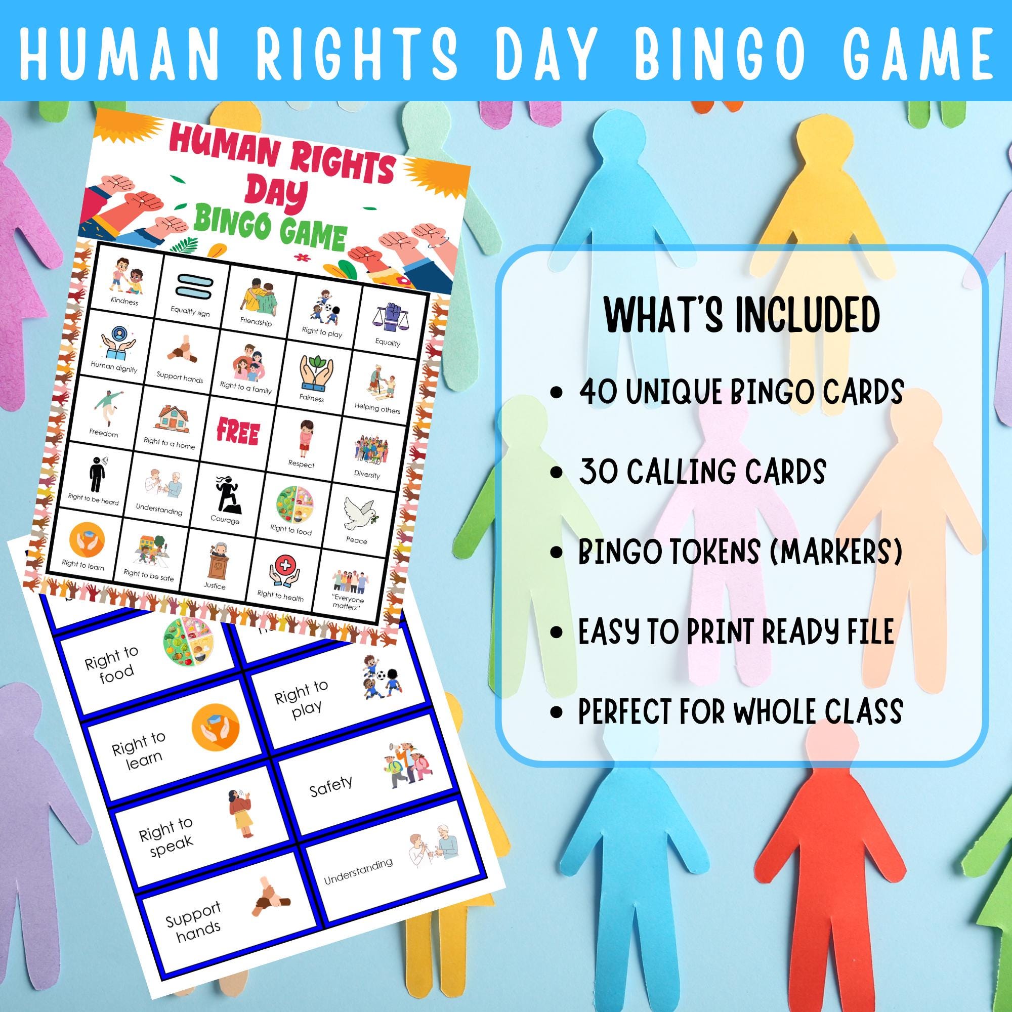Human Rights Day Bingo Game | Educational Printable for Kids, Classroom ...