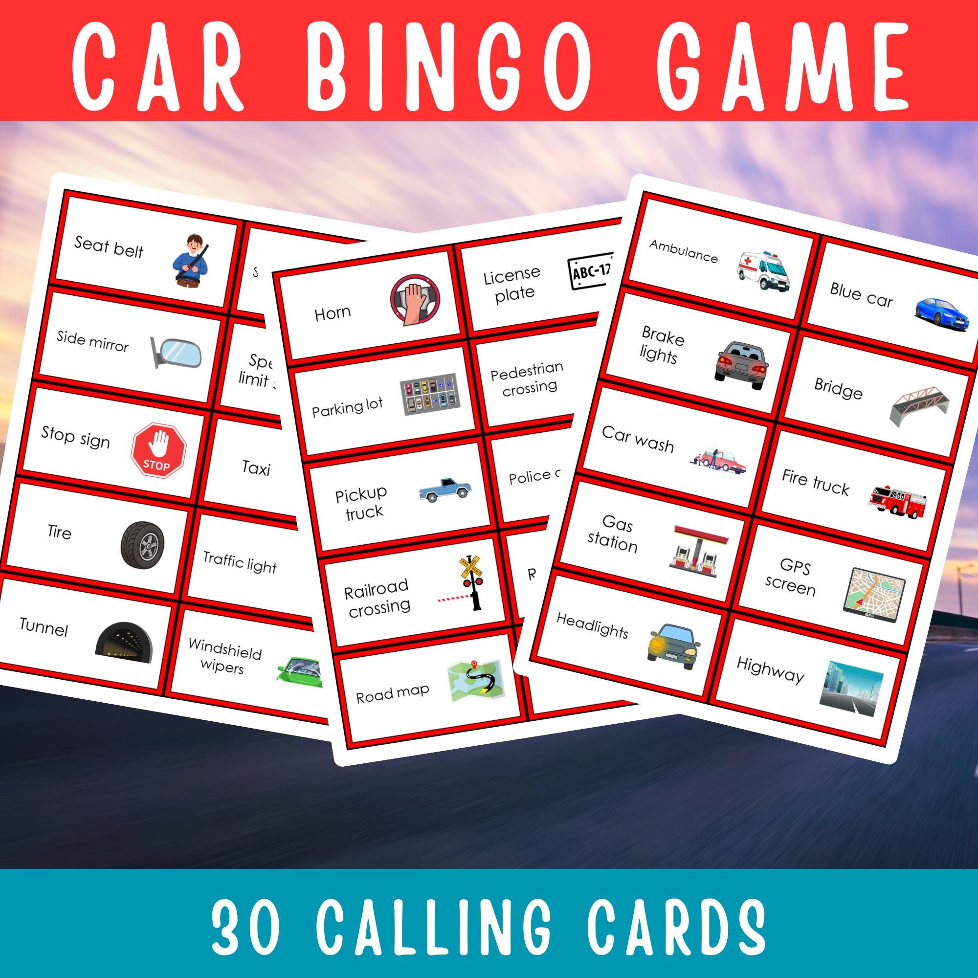 Car Bingo Game | Fun Printable Vehicle Activity for Kids, Classroom ...