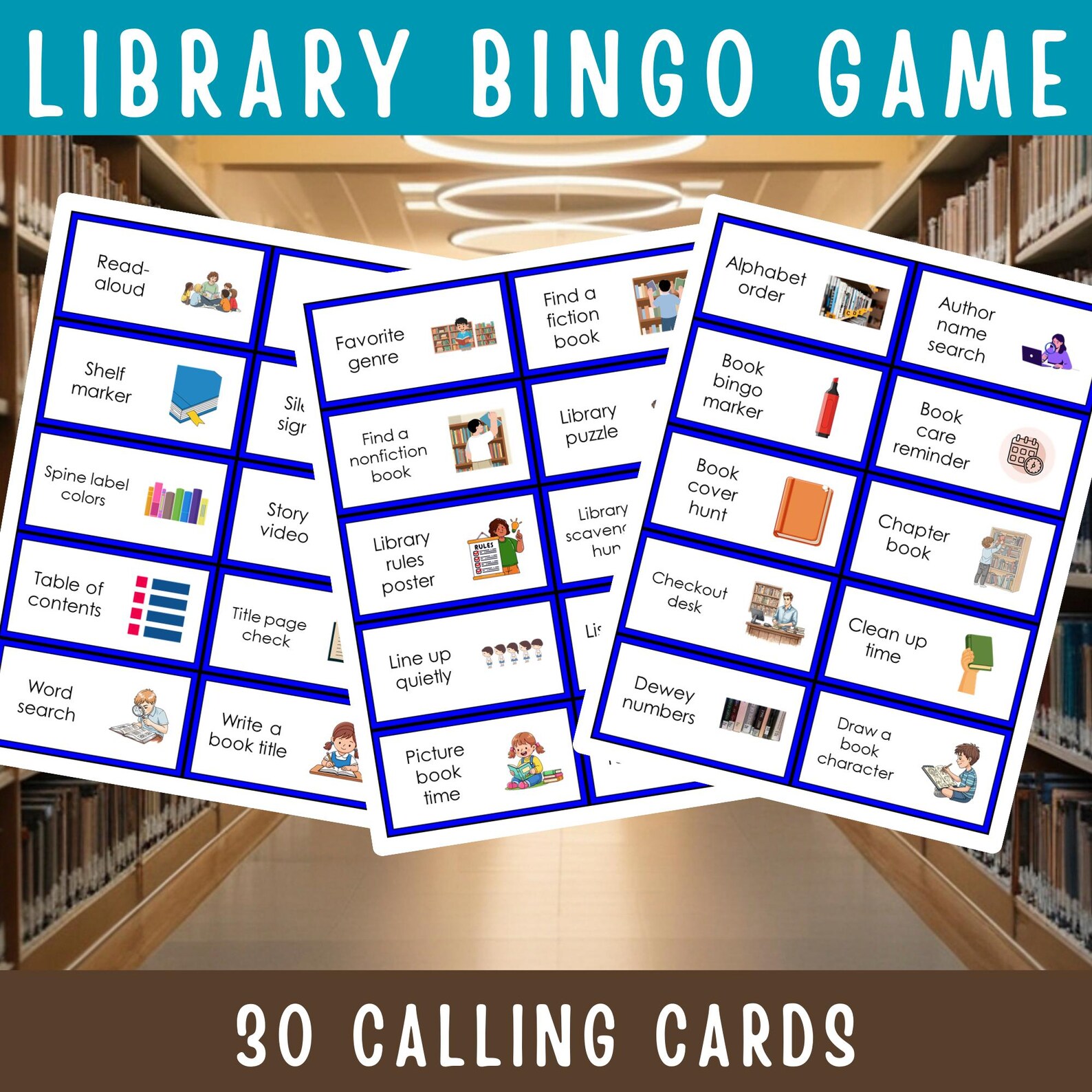 Library Bingo (sub Plans) Printable No Prep Reading Activity for Kids ...