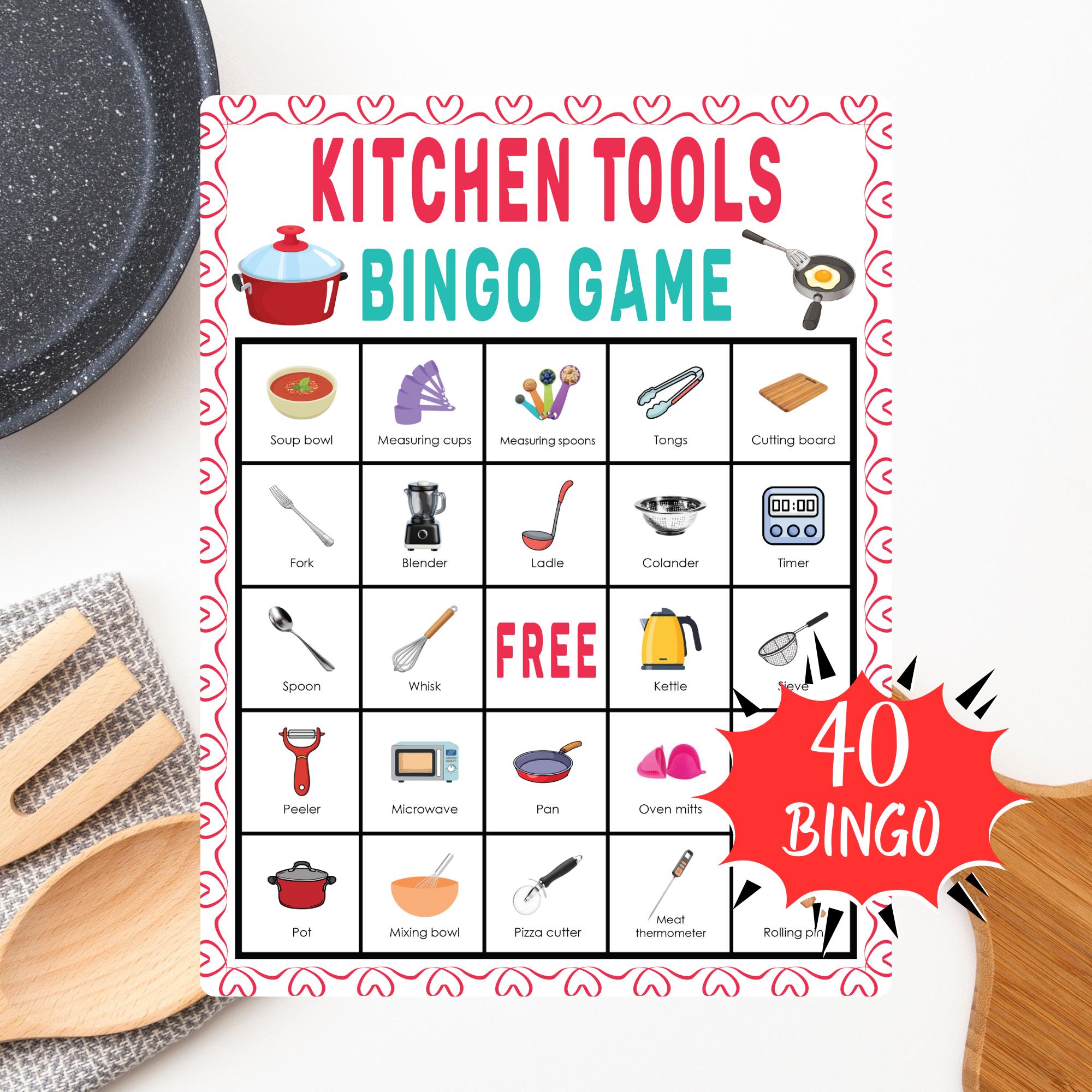 Kitchen Tools Bingo Game for Kids – Fun Cooking-themed Printable ...