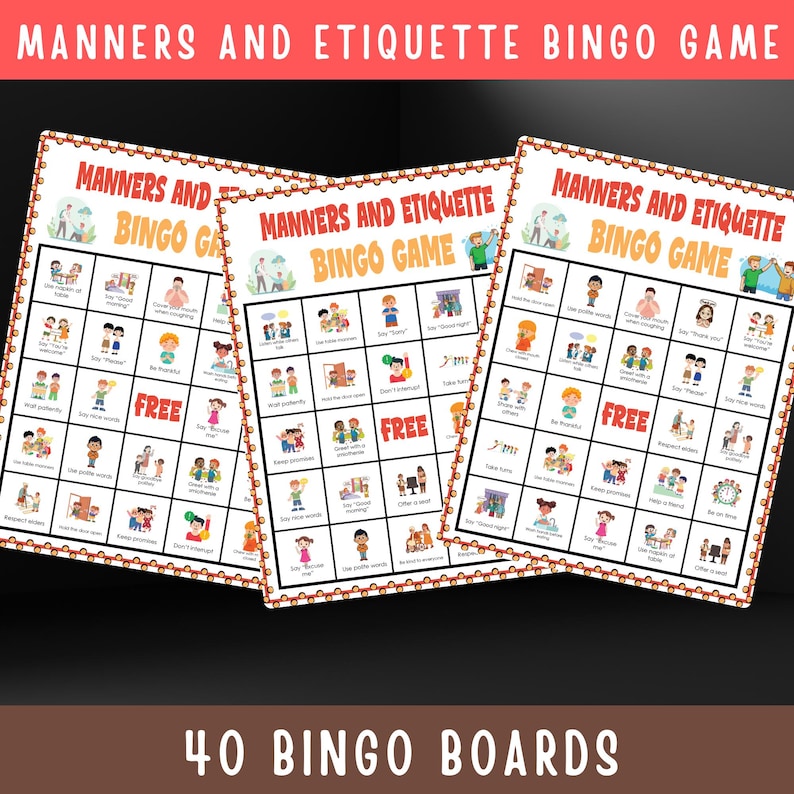 Manners & Etiquette Bingo Game for Kids: Social Skills Learning ...