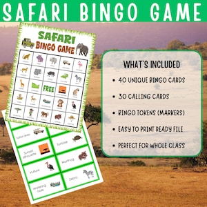 Safari Bingo Game | Jungle Animals Printable Activity for Kids ...