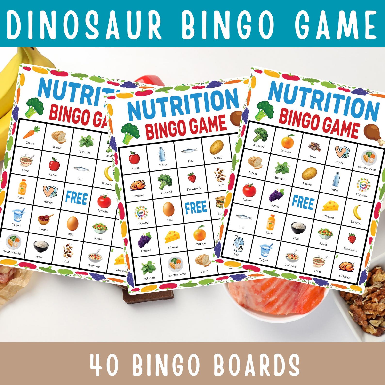 Nutrition Bingo Game Printable Healthy Foods Activity for Kids ...
