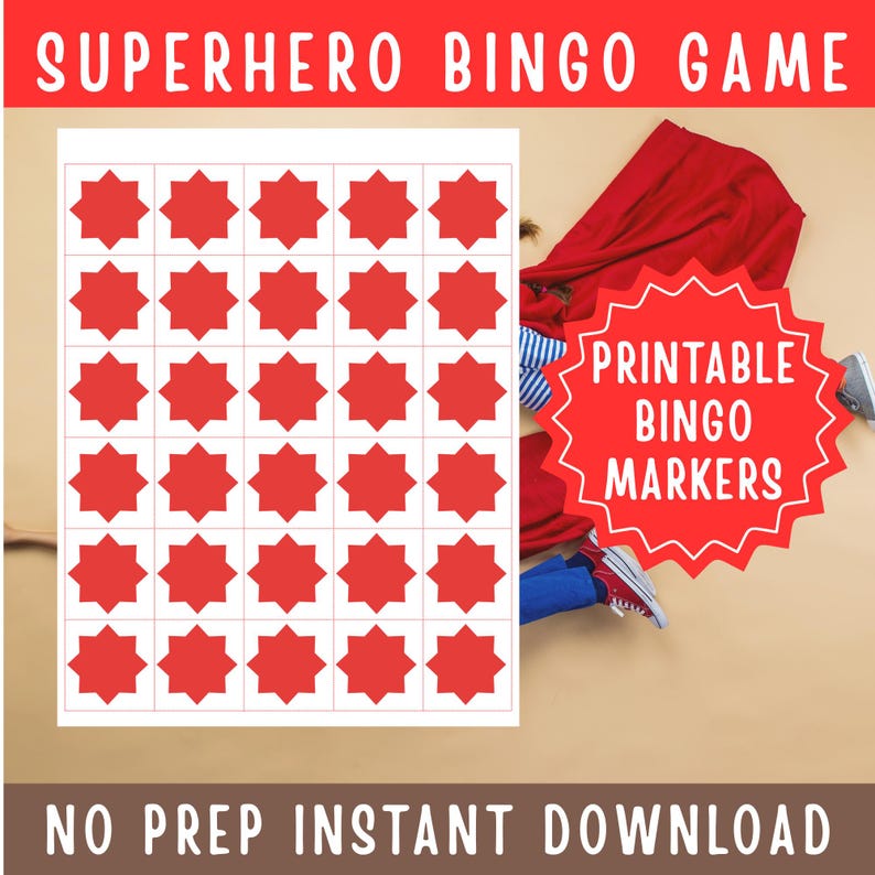 Superhero Bingo Game Printable Kids Activity for Classroom Parties ...