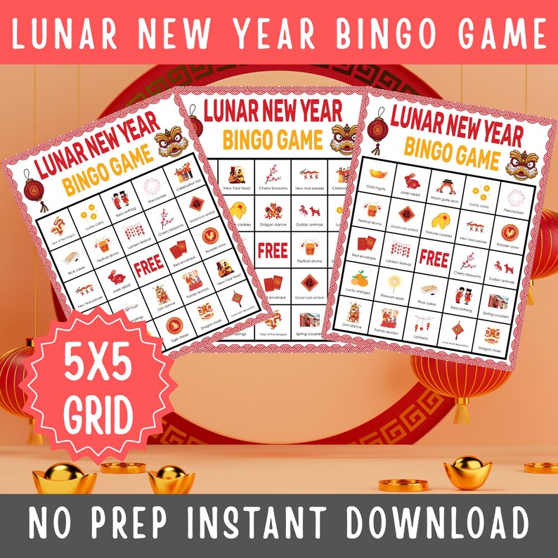 Lunar New Year Bingo Game – Printable Kids Activity, Classroom Game ...