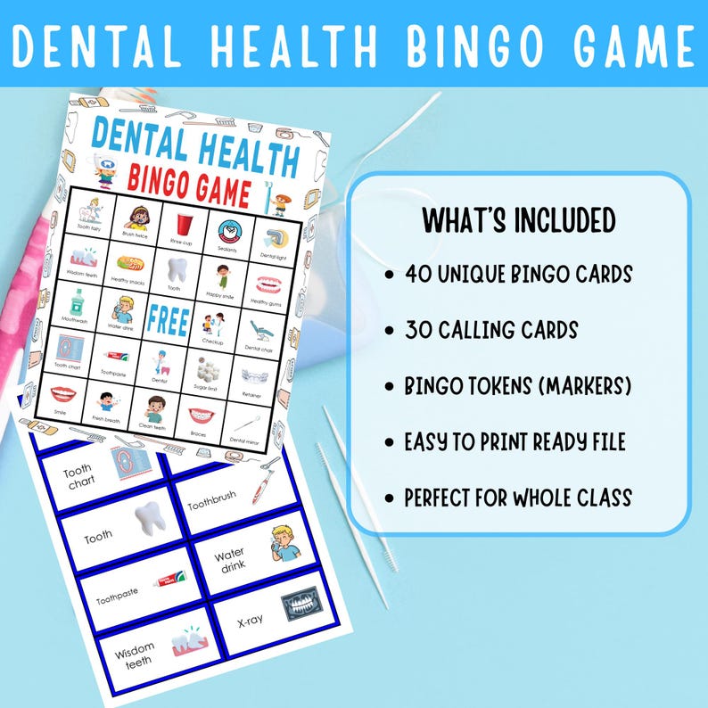 Dental Health Bingo Game | Teeth Care Printable Bingo for Kids ...