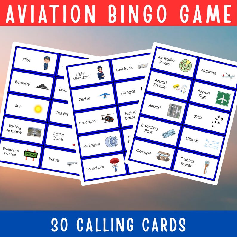 Aviation Bingo Game | Airplanes and Flight Printable Activity for Kids ...