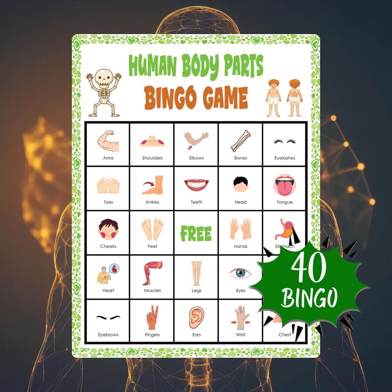 Human Body Parts Bingo Game | Anatomy Learning Activity for Kids ...