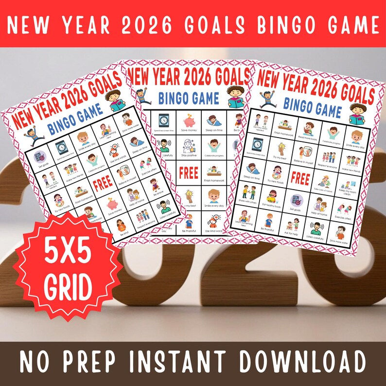 New Year 2026 Goals Bingo Game | Printable Goal Setting Activity for ...