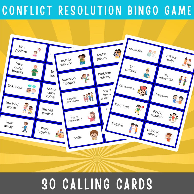 Conflict Resolution Bingo Game | Classroom and School Counseling ...