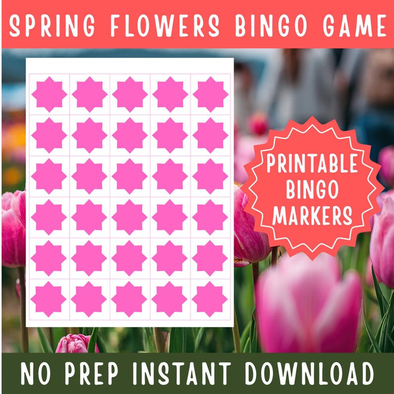 Spring Flowers Bingo Game Printable Floral Activity for Kids Classroom ...