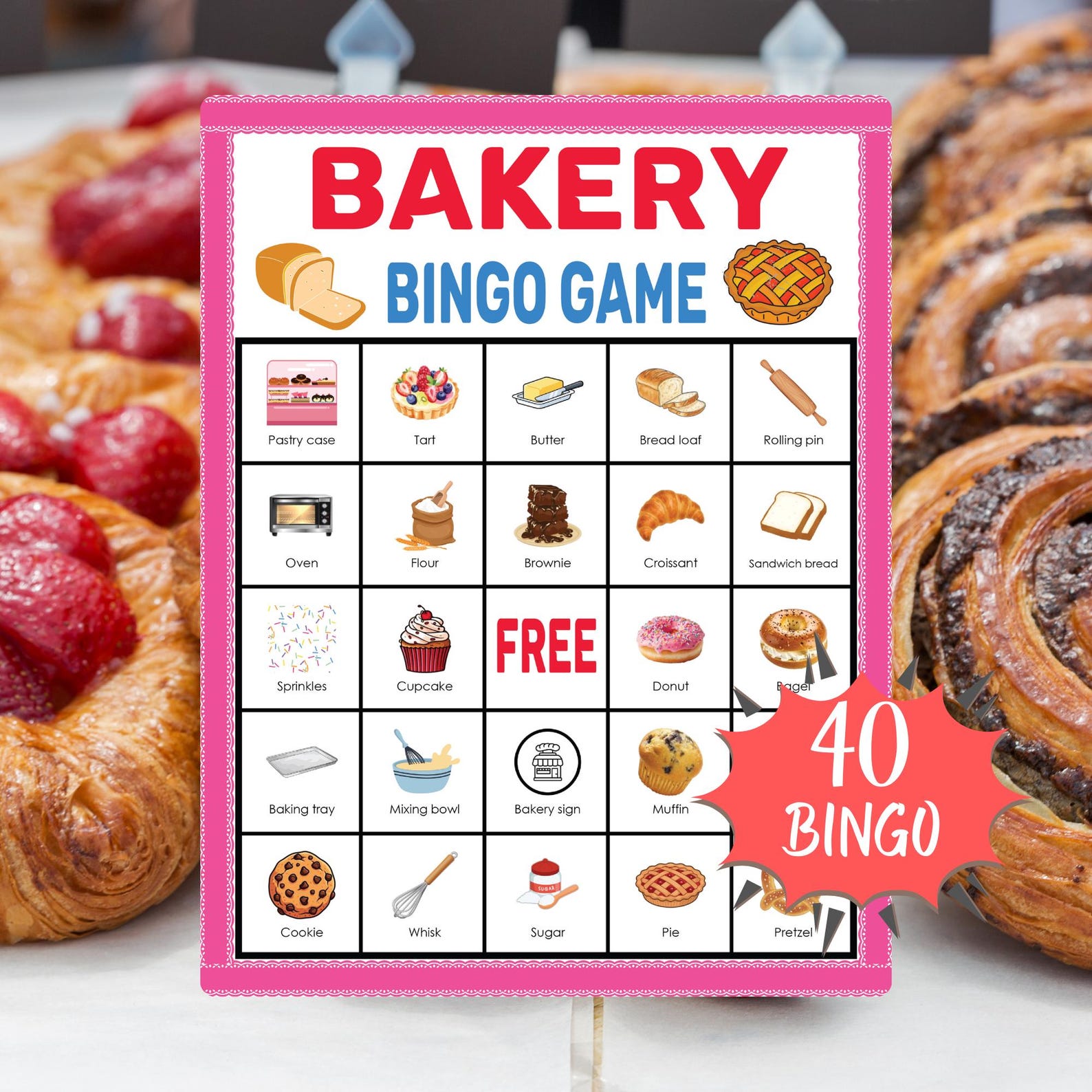 Bakery Bingo Game Printable Baking Food Activity for Kids Classroom ...