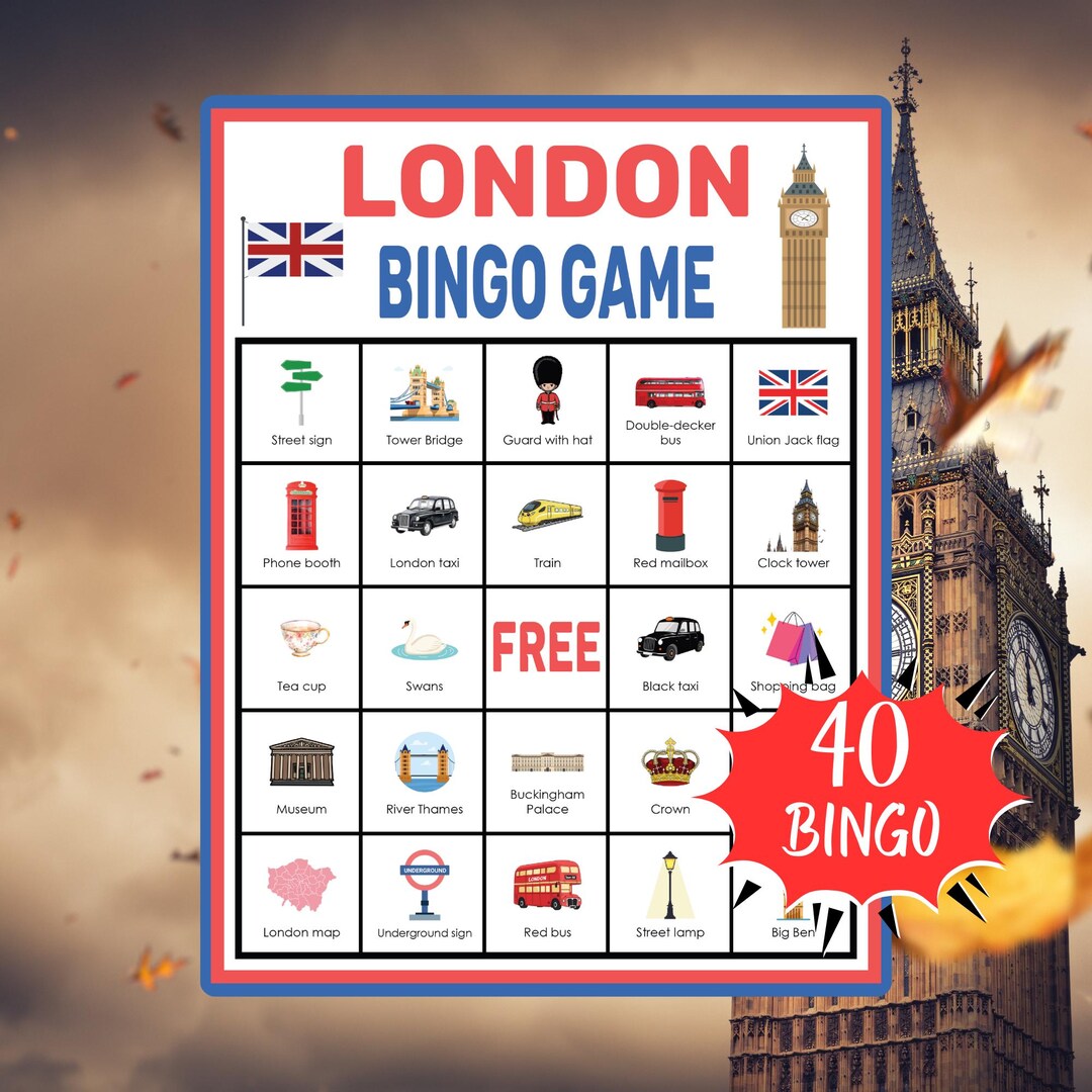London Bingo Game – Fun Printable UK Landmark Bingo for Kids, Classroom ...