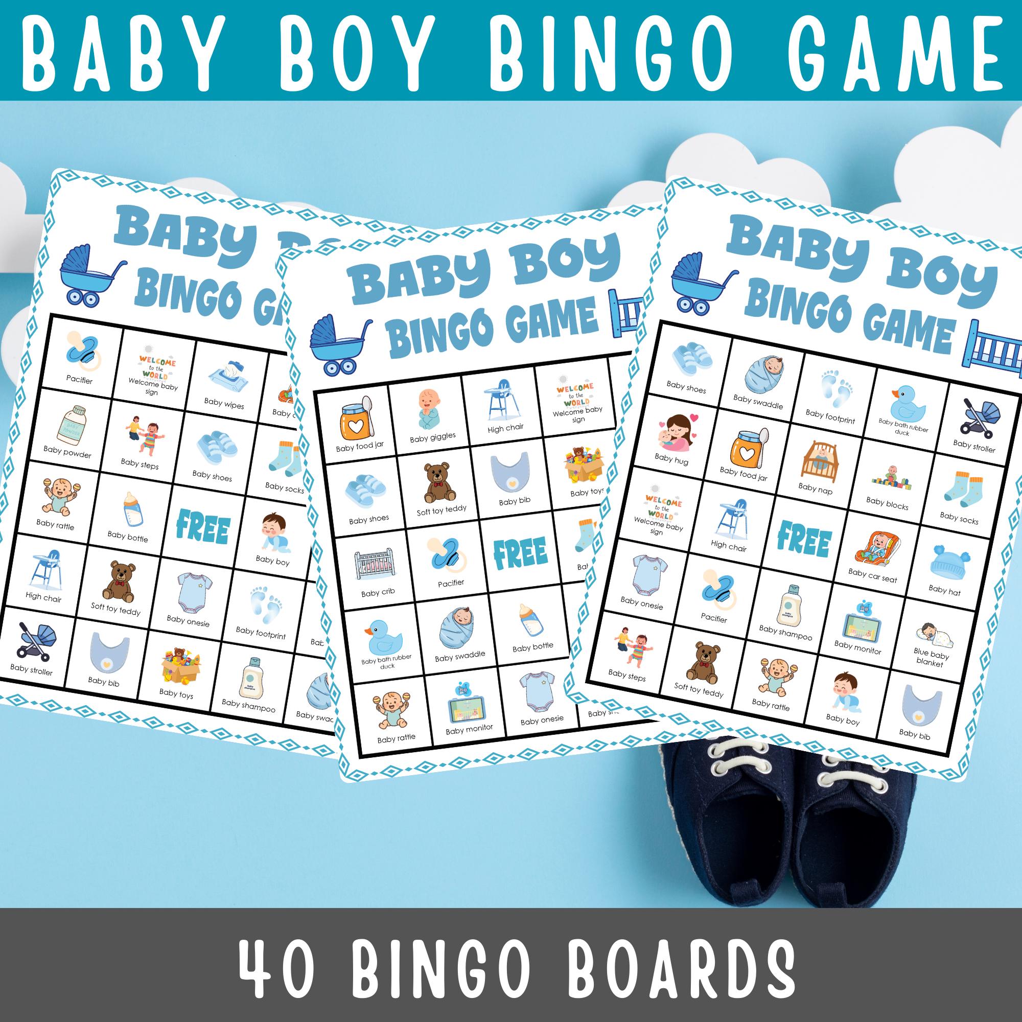 Baby Boy Bingo Game Printable | Baby Shower Activity for Boys, Gender ...