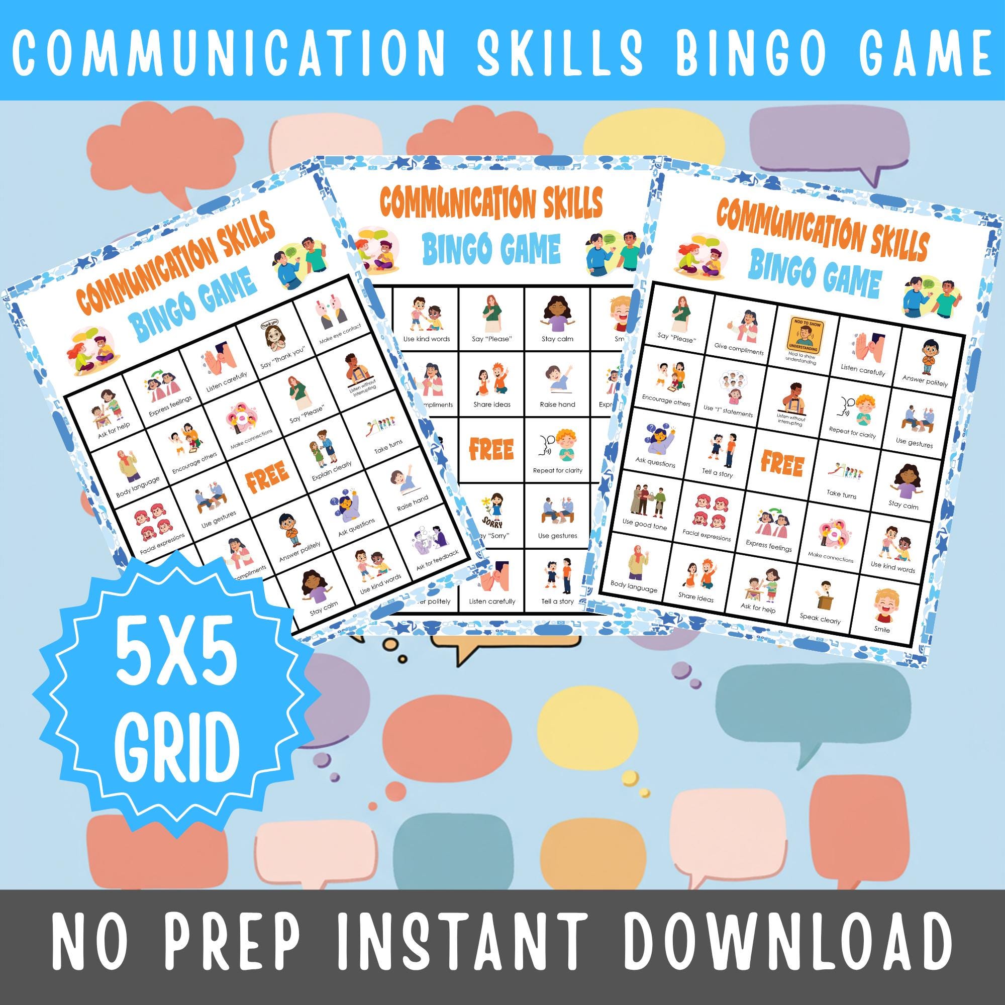 Communication Skills Bingo Game | Social Skills Printable Activity for ...