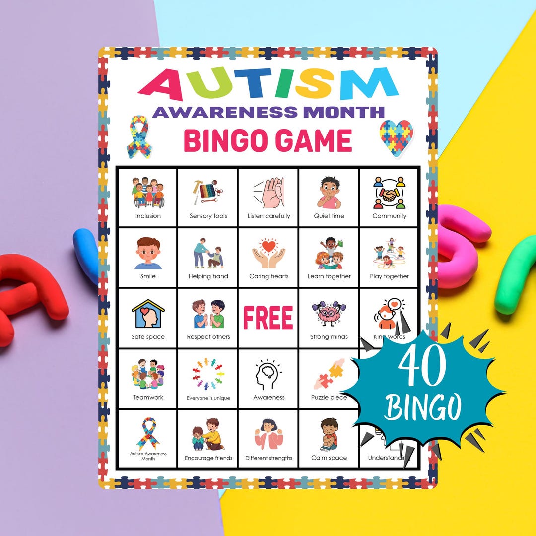 Autism Awareness Month Bingo Game Printable Inclusion and Kindness ...