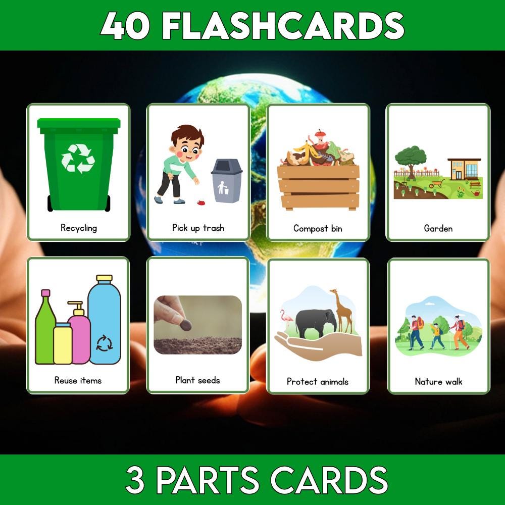 Earth Day Flashcards Printable for Kids | Environmental Vocabulary ...