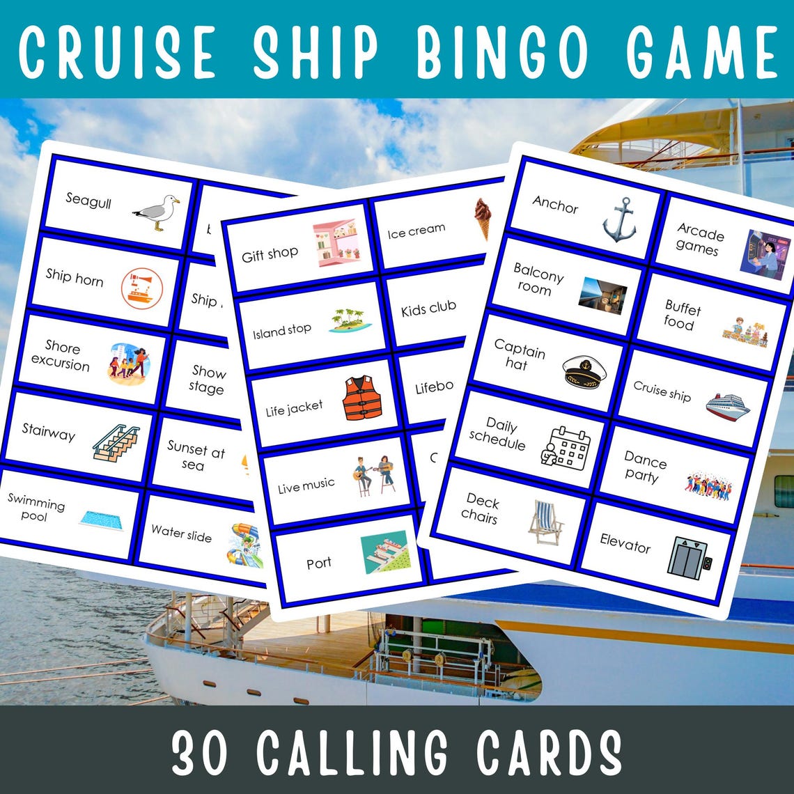 Cruise Ship Bingo Game Printable Travel Ocean Activity for Kids ...