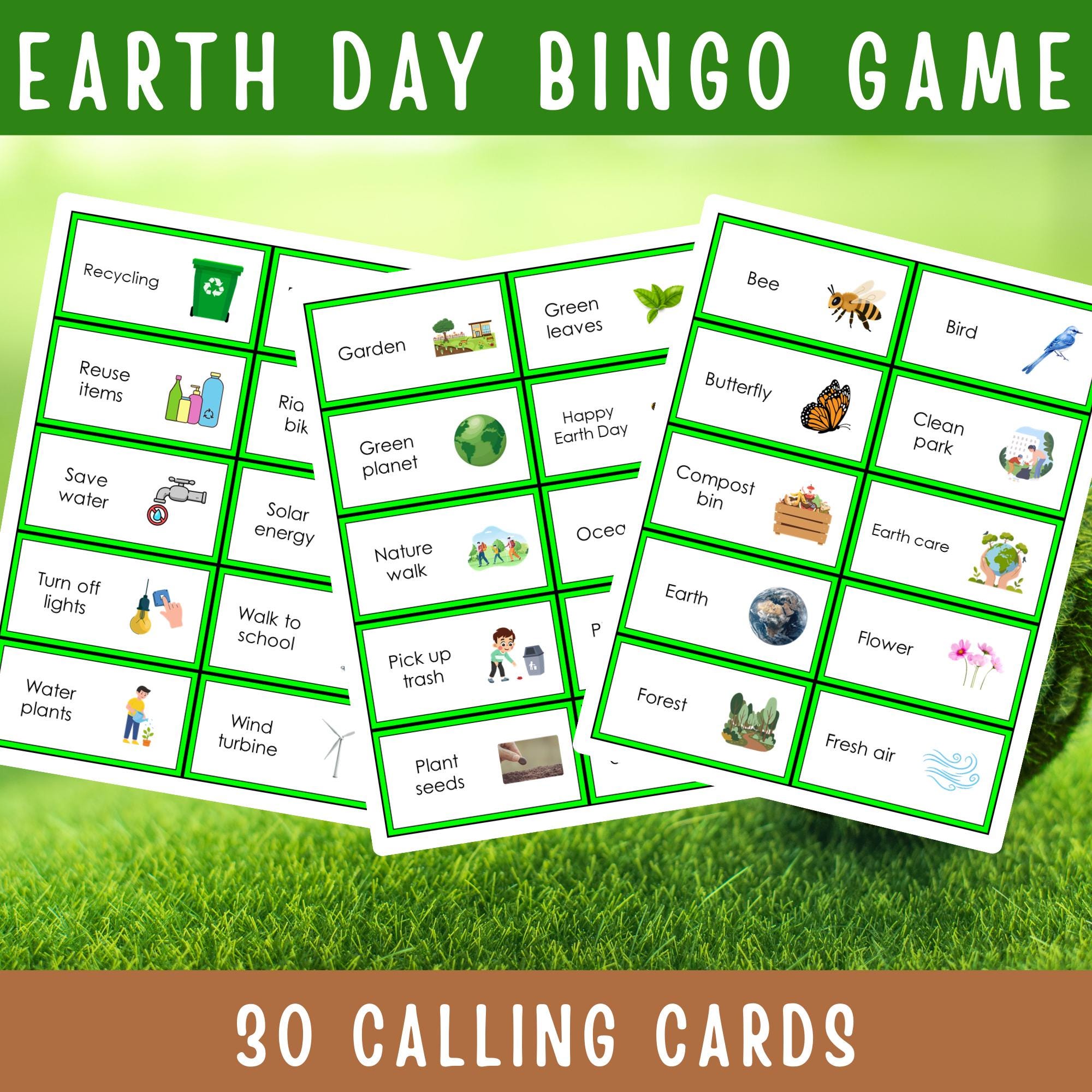 Earth Day Bingo Game Printable Environment and Recycling Activity for ...