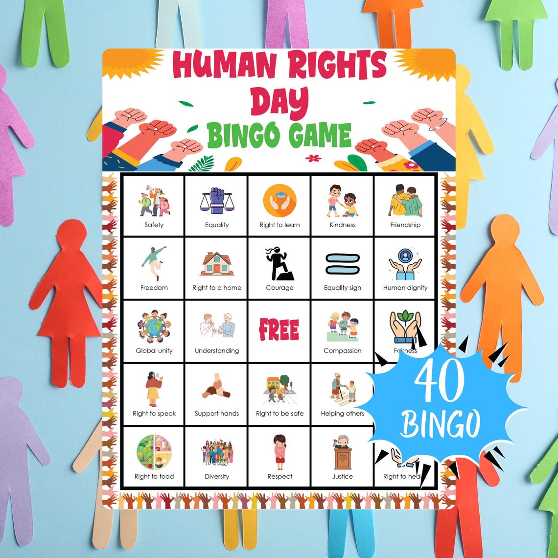 Human Rights Day Bingo Game | Educational Printable for Kids, Classroom ...
