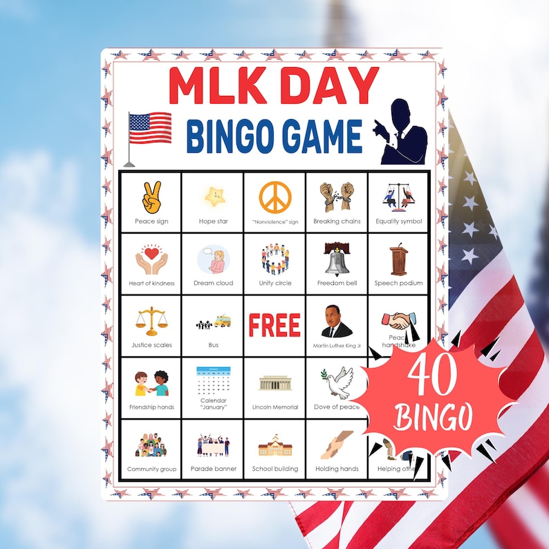 MLK Day Bingo Game | Martin Luther King Jr Activity | Classroom MLK ...